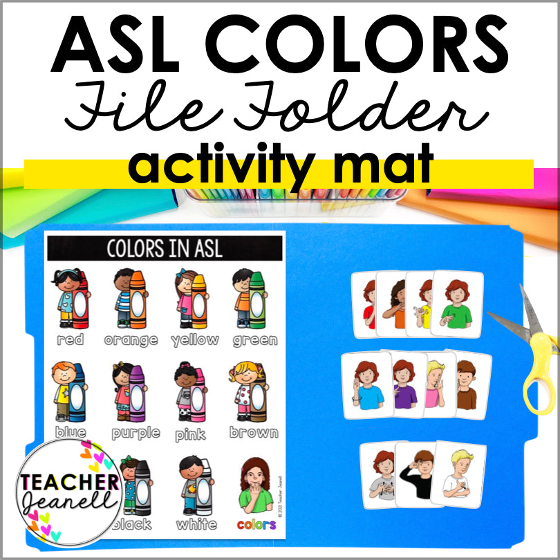 ASL Colors File Folder Activity for Learning Color Words in Sign ...