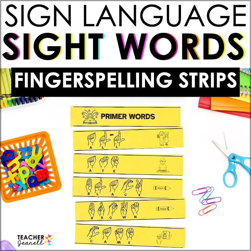 ASL Fingerspelling Sight Word Strips: Learn American Sign Language Eas ...