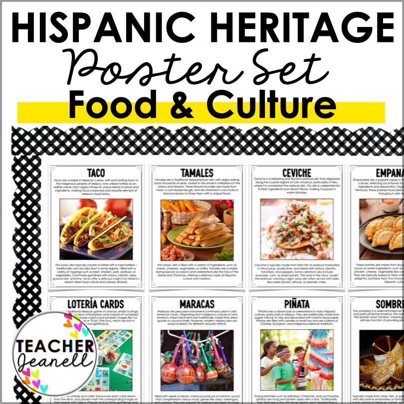 Hispanic Heritage Month Posters Celebrating Food and Culture – Teacher ...