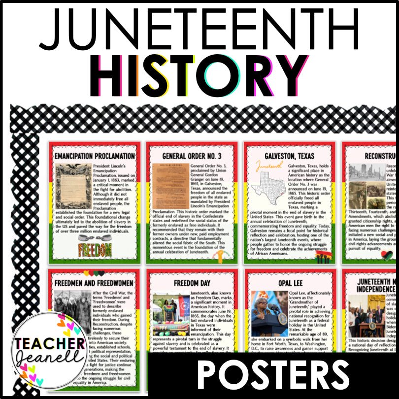 Juneteenth History Posters and Freedom Day Bulletin Board Set – Teacher ...