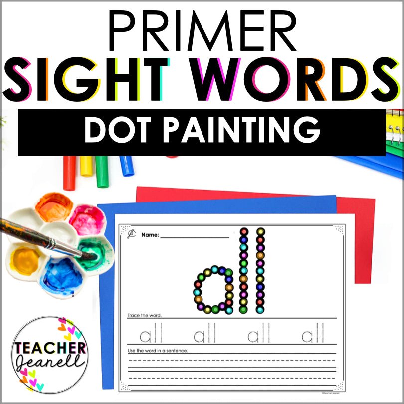 Primer Sight Words Q-Tip Painting Activity Sheets – Teacher Jeanell