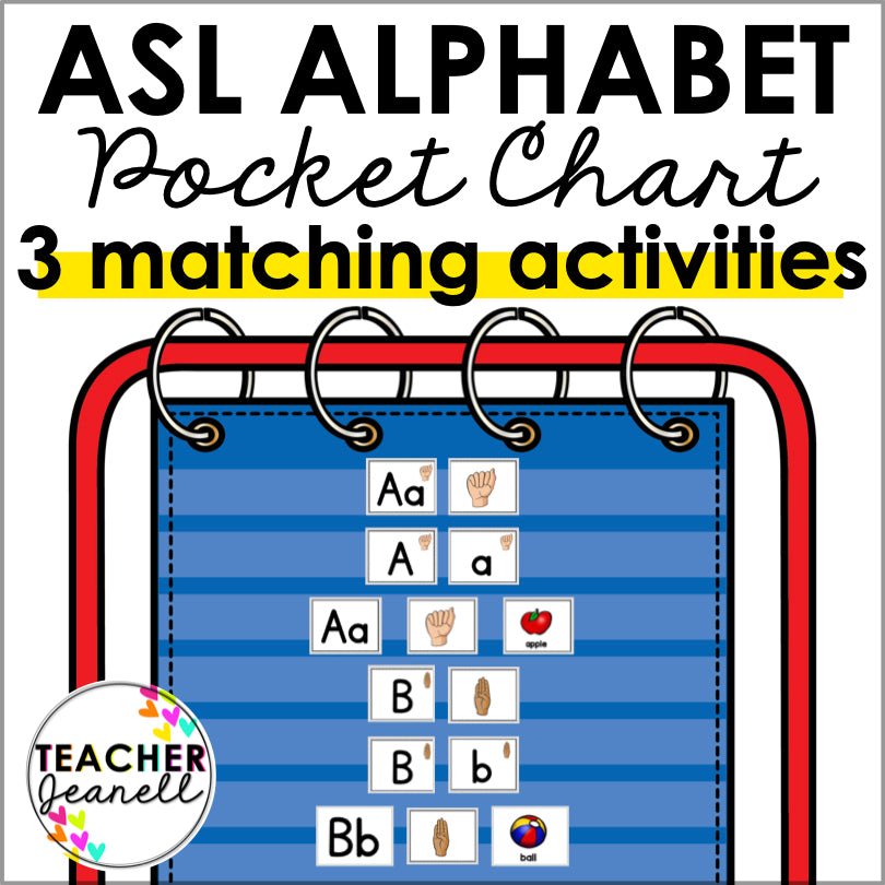 ASL Alphabet Pocket Chart Activity Cards – Teacher Jeanell