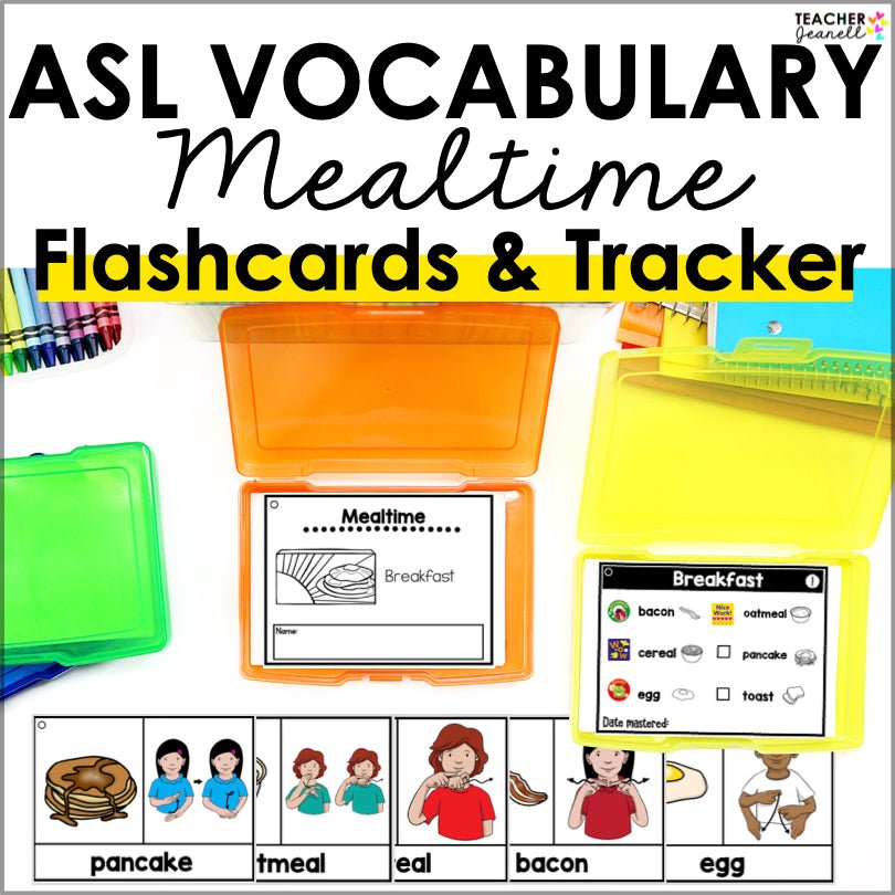 ASL Flashcards Printable for Food and Mealtime Signs – Teacher Jeanell