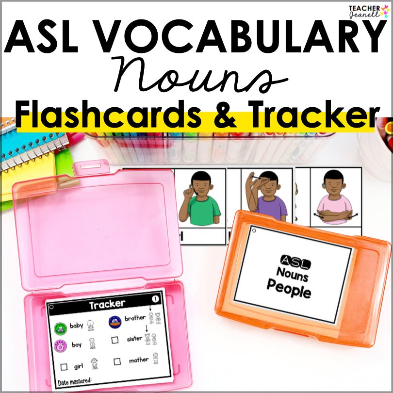 ASL Flashcards Printable Nouns – Teacher Jeanell