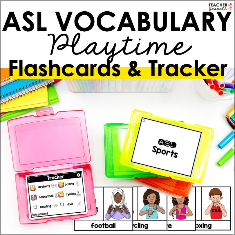 ASL Flashcards Printable Playtime Sports Vocabulary – Teacher Jeanell