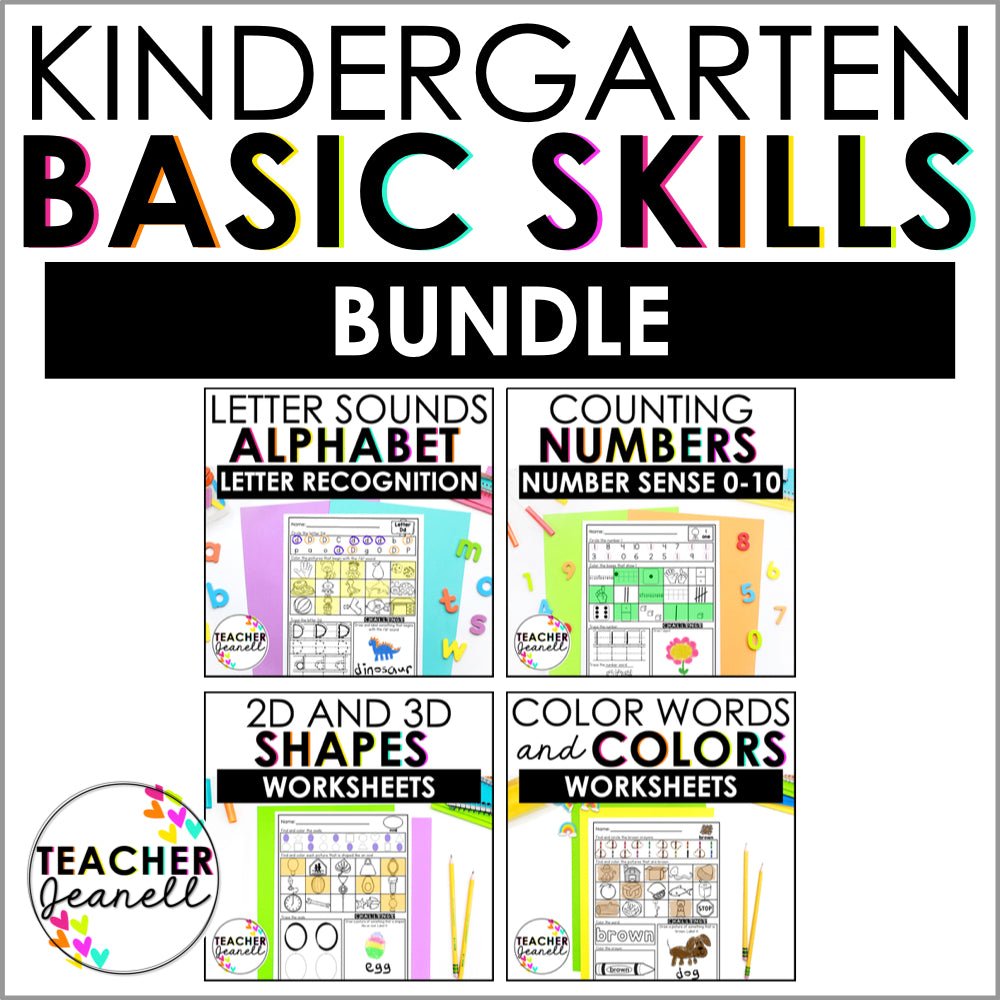Kindergarten Skills Bundle - Alphabet, Numbers, Shapes, and Colors ...