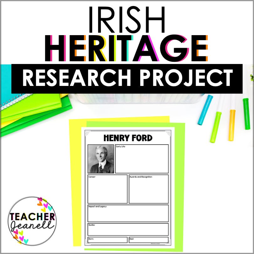 Irish American Heritage Month Research Project Graphic Organizers for ...