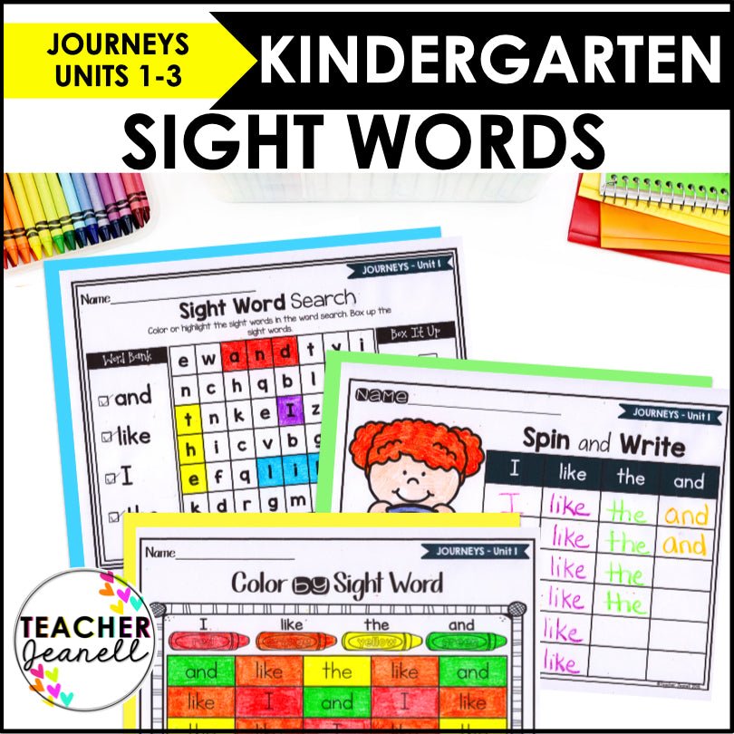 Journeys Kindergarten Units 1–3 Sight Word Practice Early Reading ...