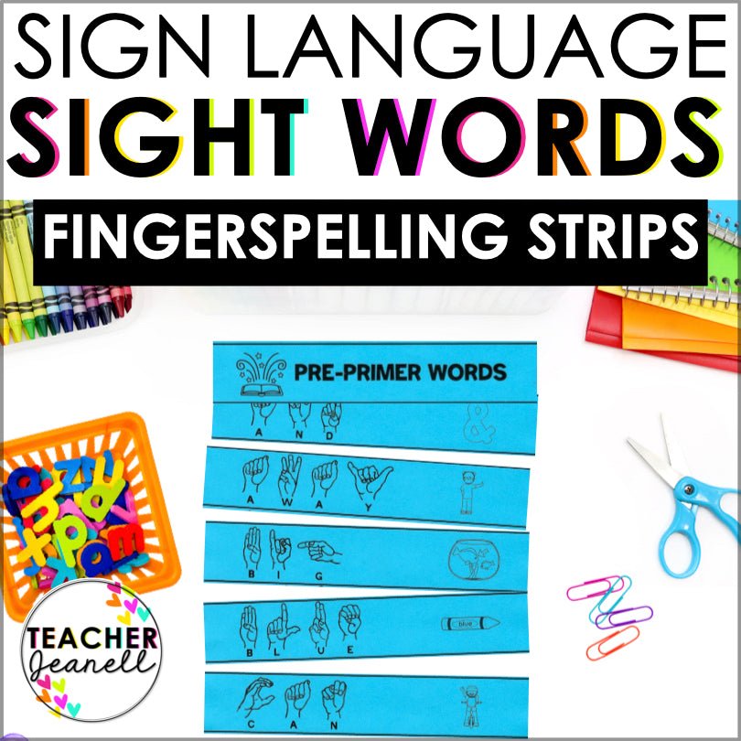 ASL Fingerspelling Sight Word Strips: Learn American Sign Language Eas ...