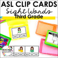 ASL Third Grade Sight Words Clip Cards: Interactive Sign Language Acti ...