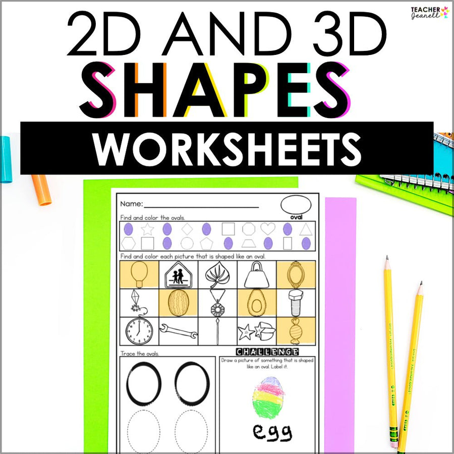 2D and 3D Shapes Worksheets for Shape Recognition and Geometry ...