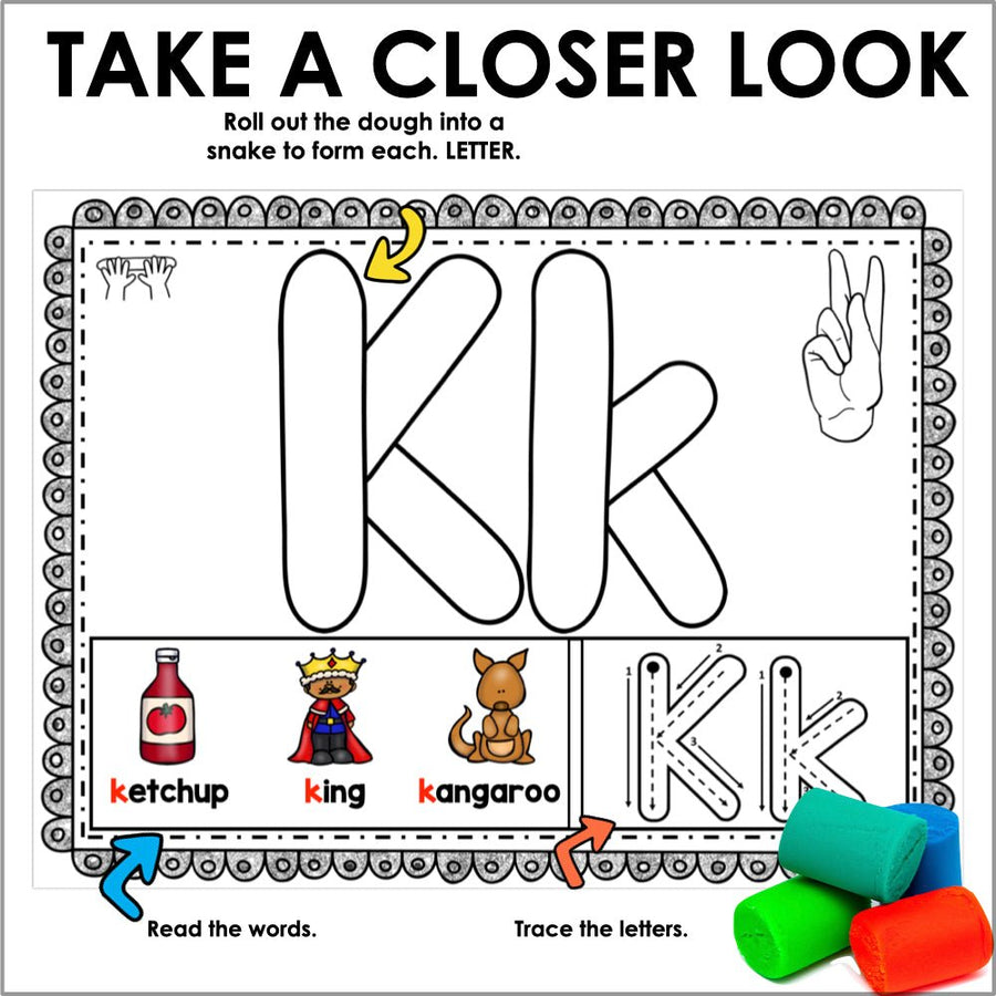 ASL Alphabet Playdough Mats for Letter Tracing and Sign Language ...