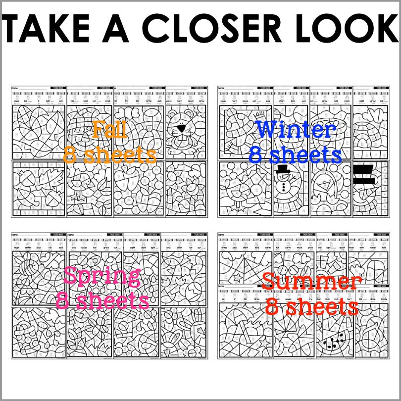 ASL Color by Code Third Grade Sight Words Worksheets – Teacher Jeanell