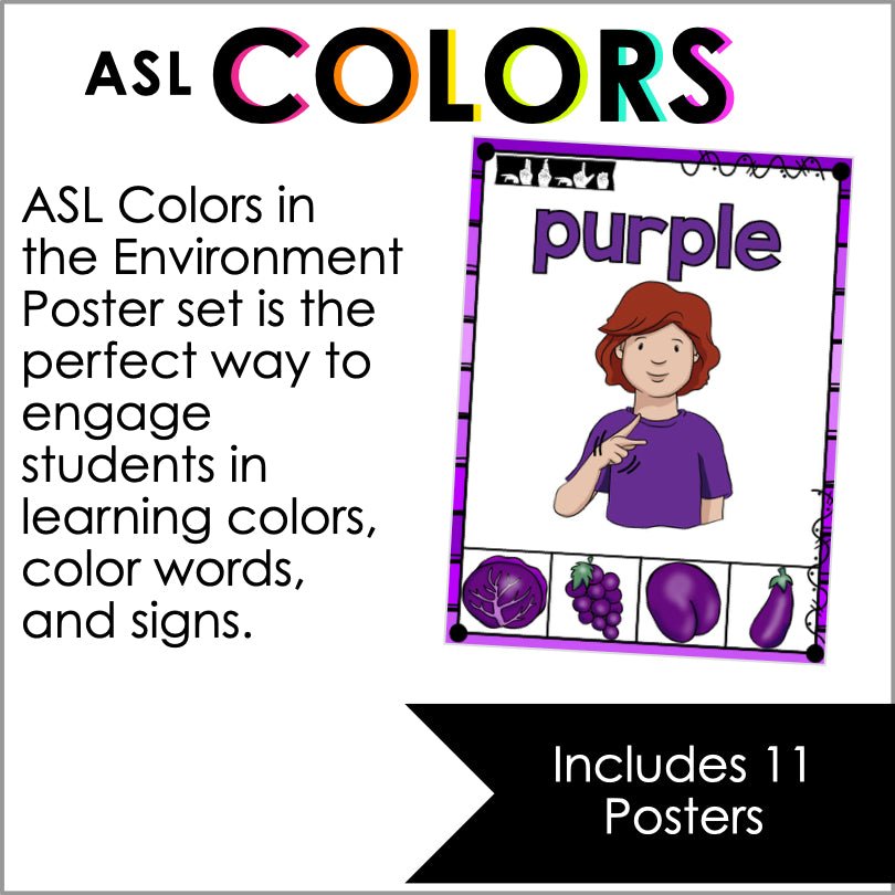 ASL Colors in the Environment Posters for Learning Colors and Signs ...