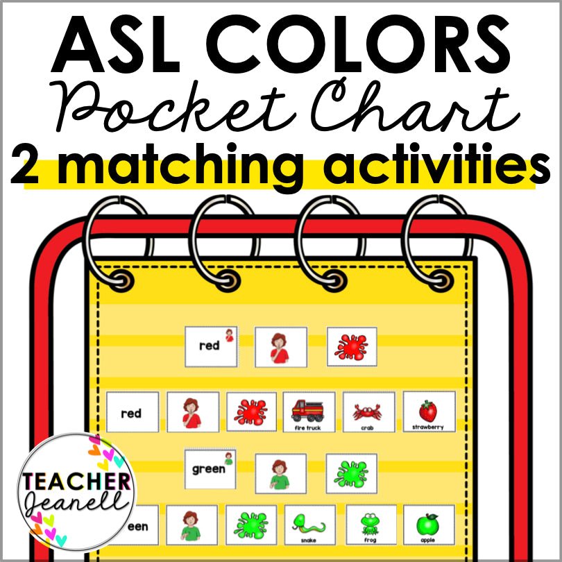 ASL Colors Pocket Chart Center for Color Recognition and Sign Language ...