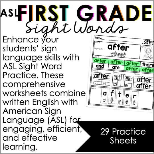 Sign Language Sight Words First Grade Worksheets – Teacher Jeanell