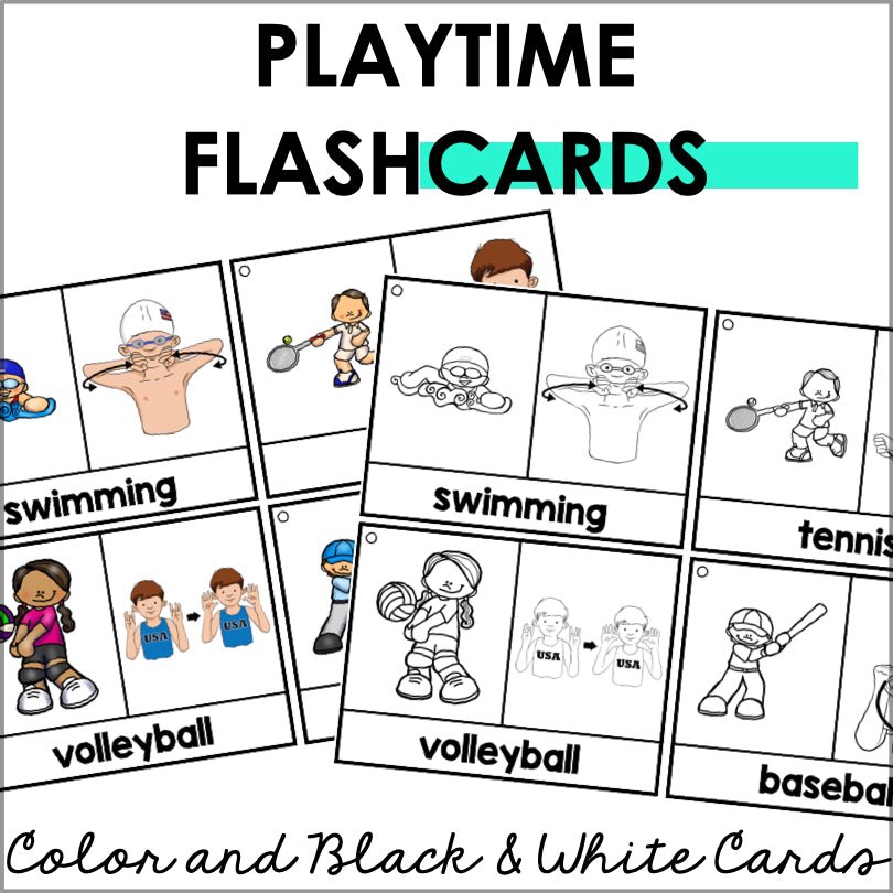ASL Flashcards Printable Playtime Sports Vocabulary – Teacher Jeanell