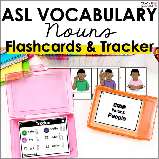 ASL Flashcards Printable Nouns to Learn and Master Vocabulary – Teacher ...