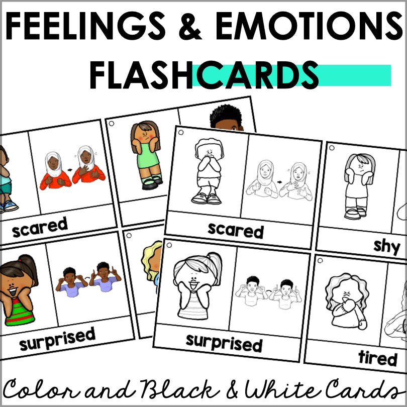 ASL Flashcards Printable for Feelings and Emotions – Teacher Jeanell