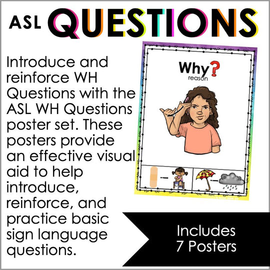 WH Questions in ASL Posters for Easy Sign Language Learning – Teacher ...