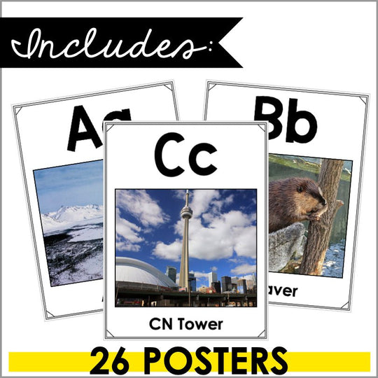 Canadian Alphabet Posters Featuring Culture, Symbols, and Landmarks A ...