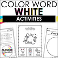 Color White Worksheets and Activities - Color Identification – Teacher ...