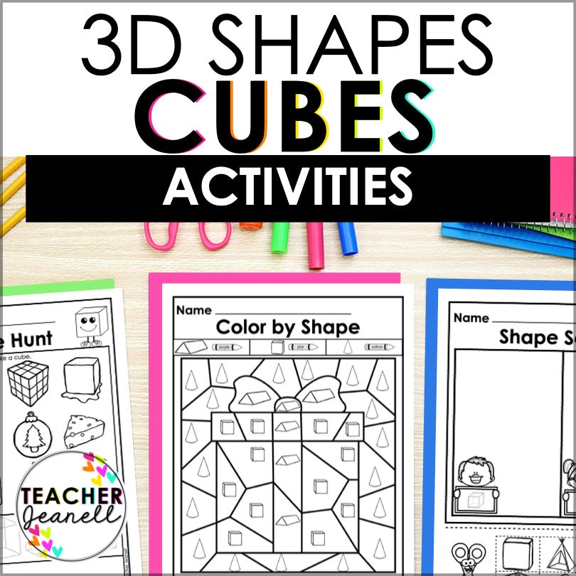 Cube - 3D Shapes Worksheets - Shape Recognition – Teacher Jeanell