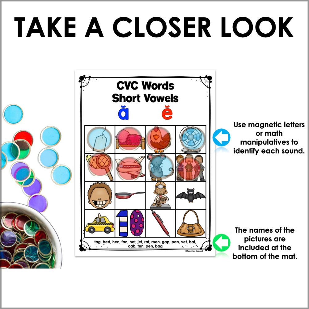 CVC Words Magnetic Letter Center for Phonemic Awareness – Teacher Jeanell