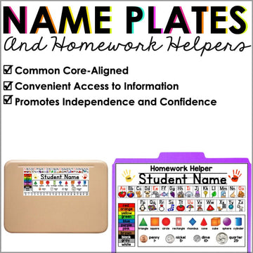 Editable Desk Name Tags and Homework Helper for Kindergarten and First ...