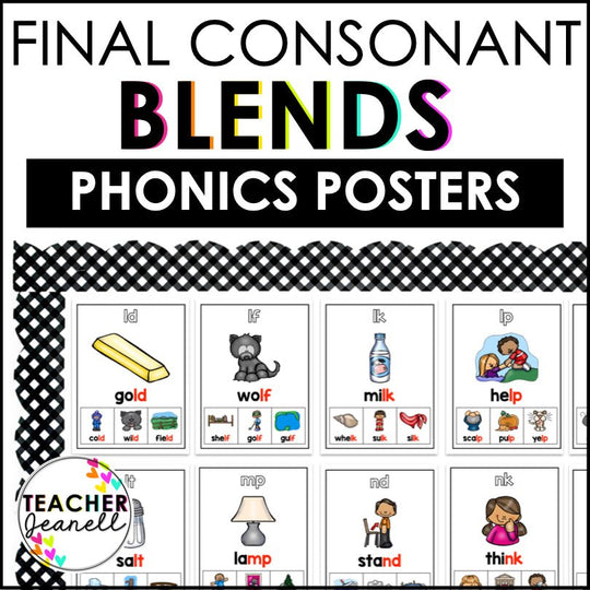 Final Consonant Blends Poster Set for Boosting Reading and Writing ...