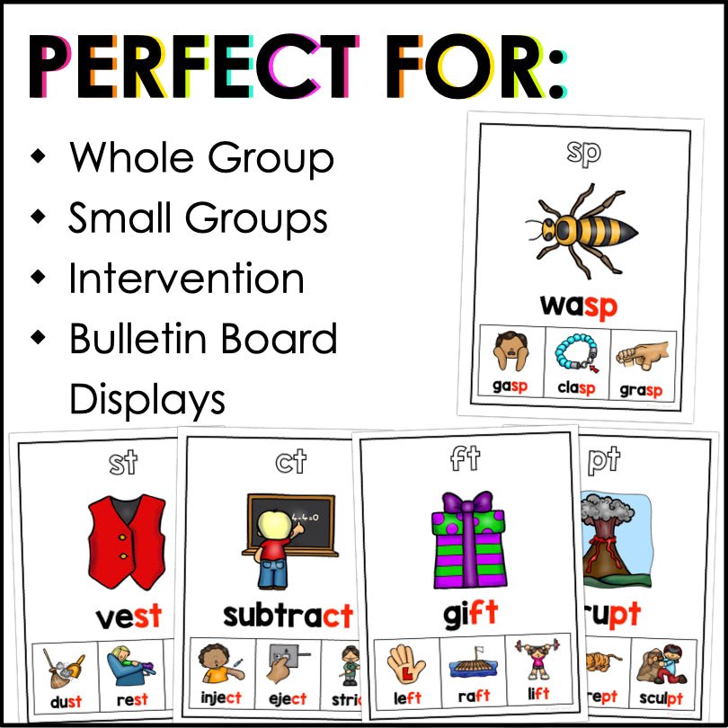 Final Consonant Blends Poster Set for Boosting Reading and Writing ...