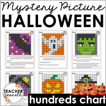 Halloween Hundreds Chart Mystery Picture Worksheets for Math Practice ...