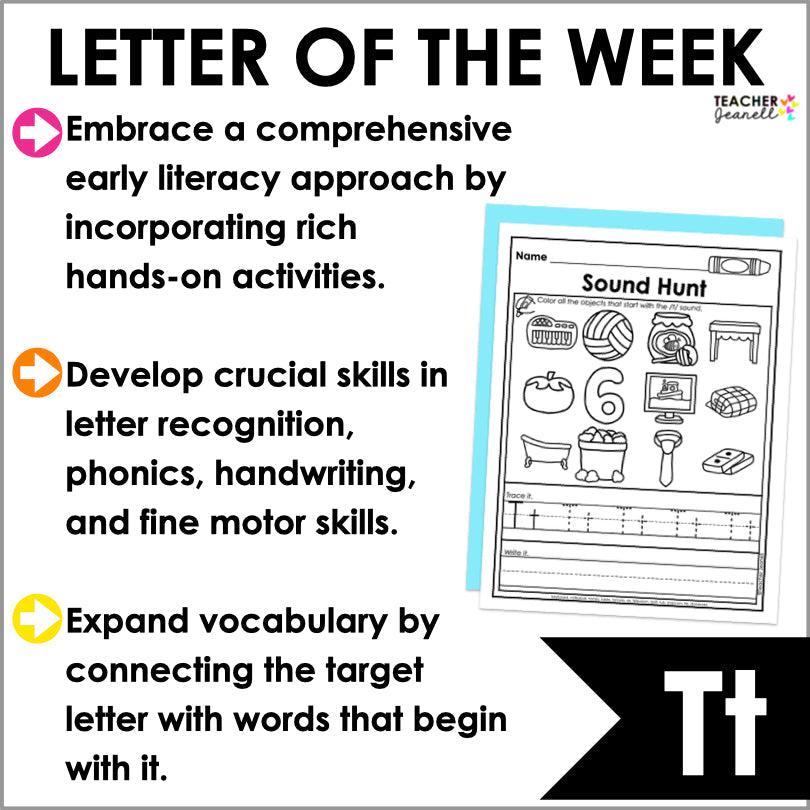 Letter T Activities - Letter of the Week Worksheets – Teacher Jeanell