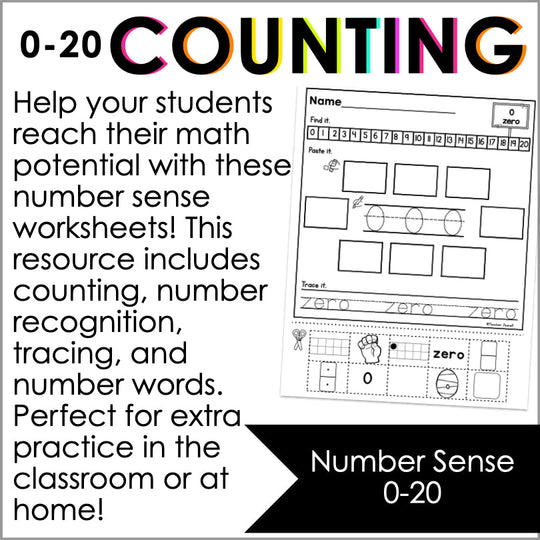 Number Sense Worksheets for Counting, Recognition, and Tracing Practice ...