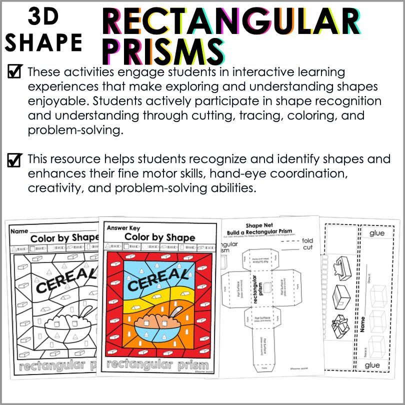 Rectangular Prism Worksheets and Activities for 3D Shape Recognition ...
