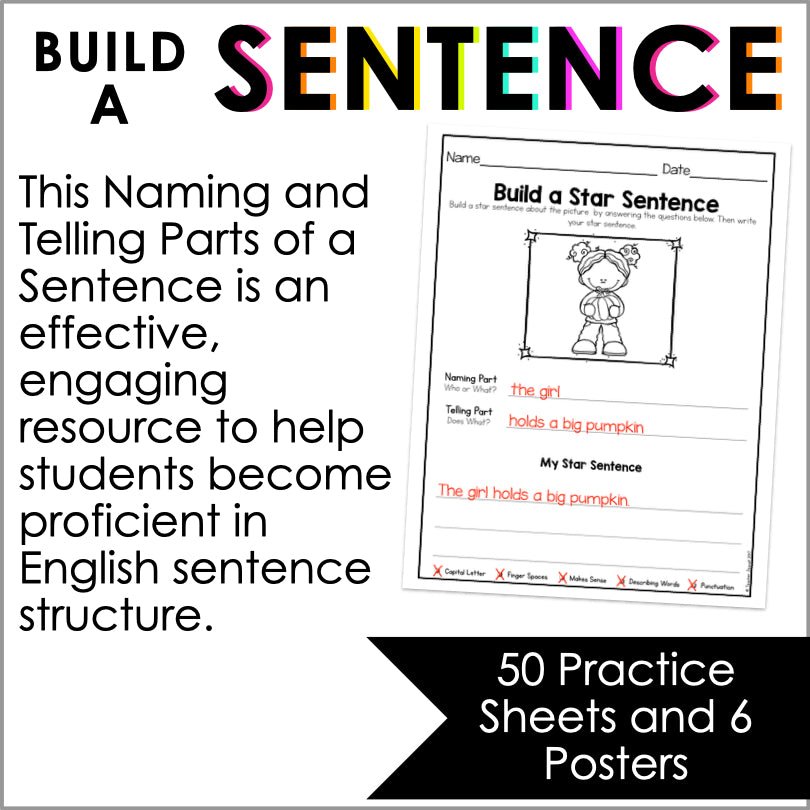 Sentence Writing Fall Worksheets for Naming and Telling Parts of a ...