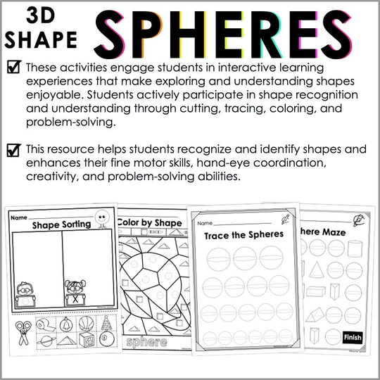 Sphere - 3D Shapes Worksheets - Shape Recognition – Teacher Jeanell