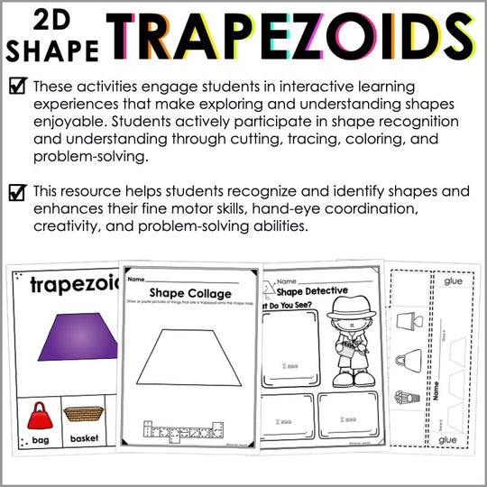 Trapezoid | 2D Shapes Worksheets | Shape Recognition – Teacher Jeanell