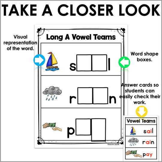 Vowel Team Magnetic Letter Activities for Long Vowel Word Mastery ...